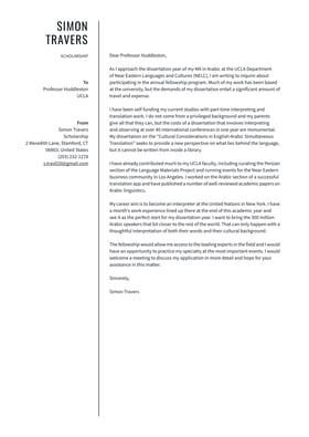 Scholarship Cover Letter Examples Photos Cantik