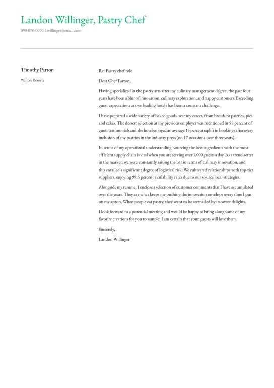 Pastry Chef Cover Letter Examples Expert Tips Free Resume io