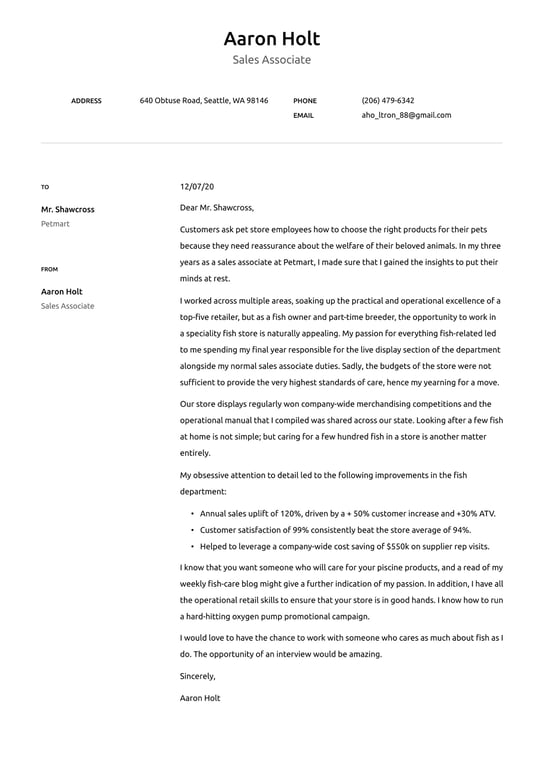 Sales Associate Cover Letter Examples Expert Tips Free 