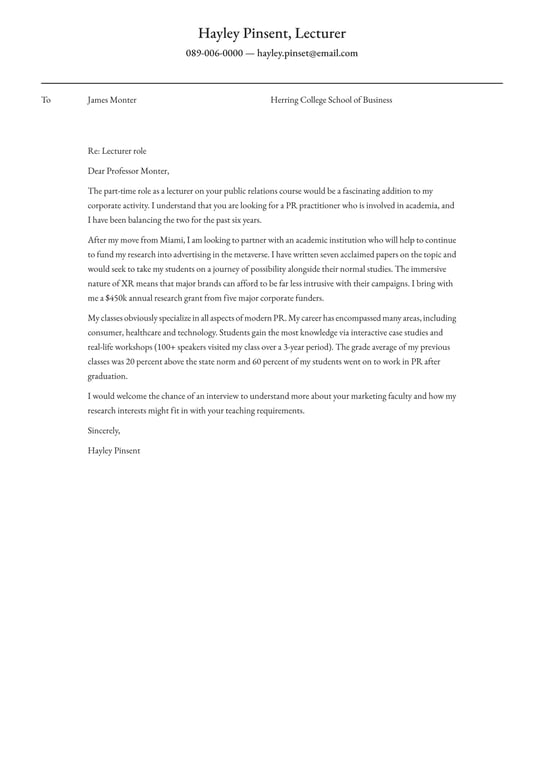 Lecturer Cover Letter Examples Expert Tips Resume io
