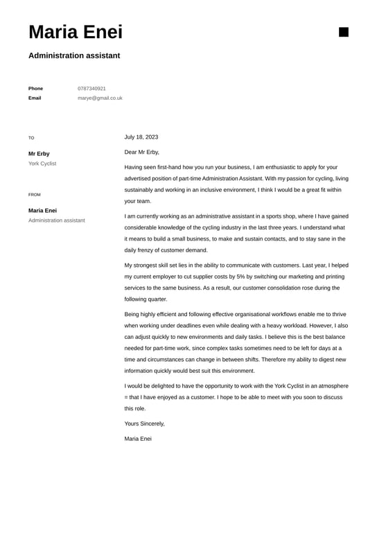 Part Time Job Cover Letter Examples Expert Tips Free Resume io
