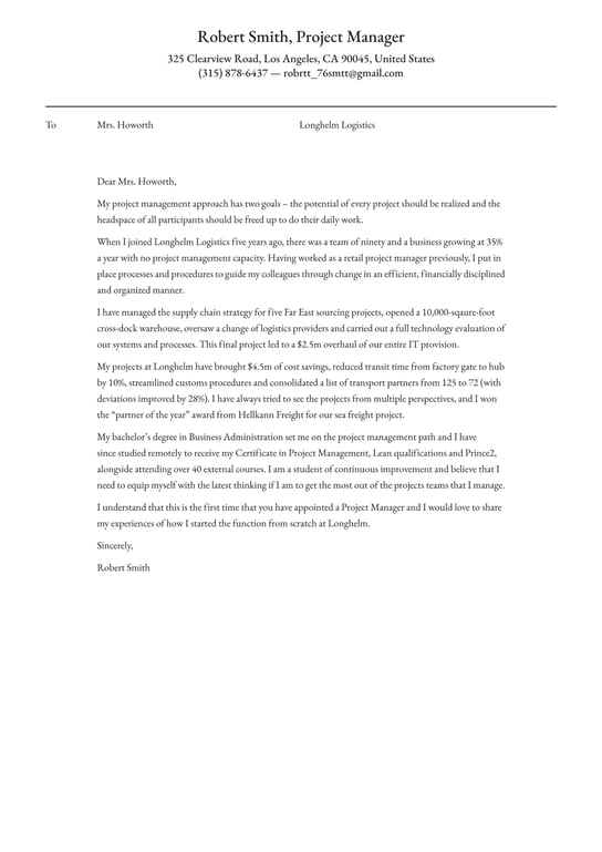 Project Manager Cover Letter Examples Expert Tips Free 