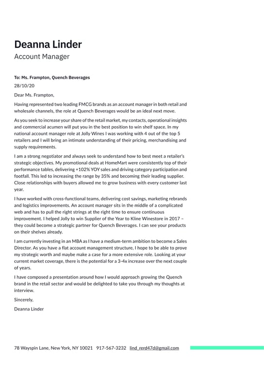  Account Manager Cover Letter Examples Expert Tips Free 