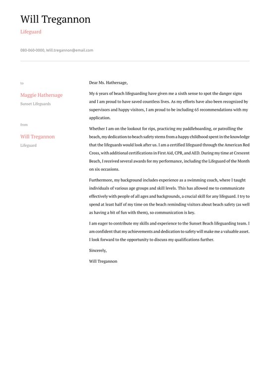 Lifeguard Cover Letter Examples Expert Tips Resume io