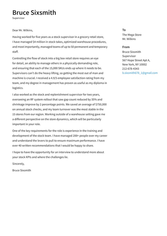 Supervisor Cover Letter Examples Expert Tips Free Resume io