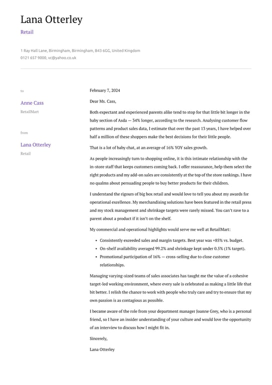 Retail Cover Letter Examples Templates Free Resume io
