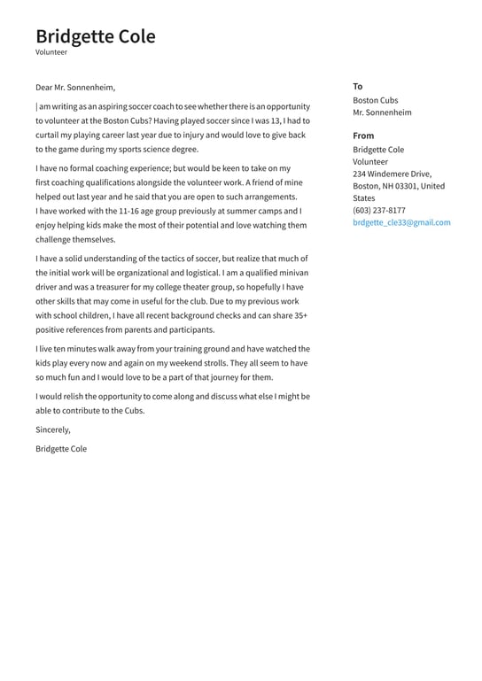 Volunteer Cover Letter Example Writing Guide Resume io