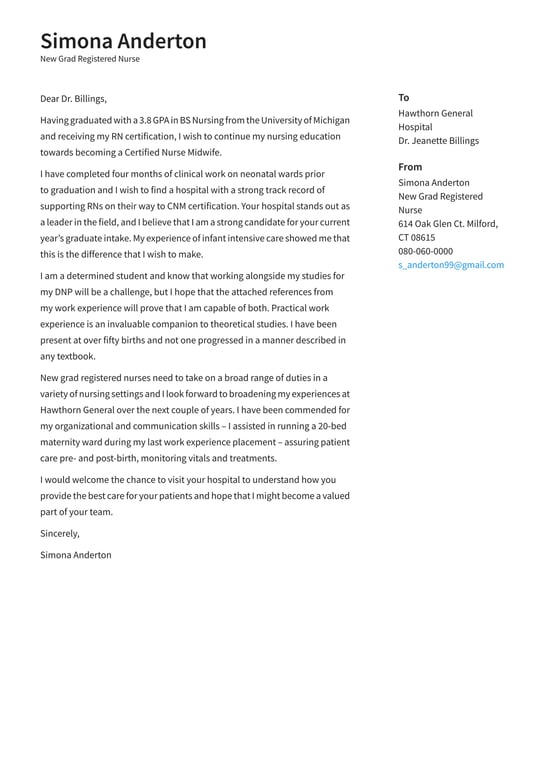 New Grad Registered Nurse Cover Letter Examples Expert Tips Free 