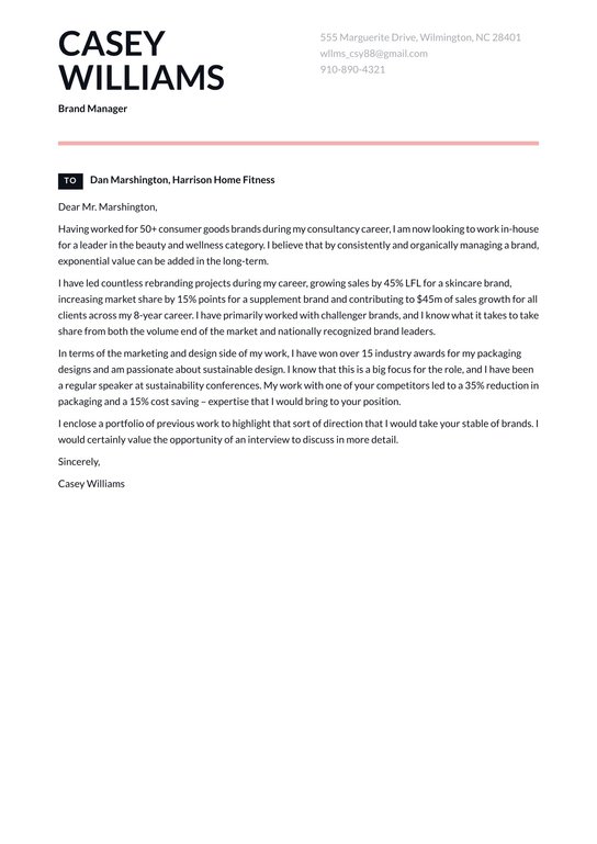 Brand Manager Cover Letter Examples Expert Tips Free Resume io