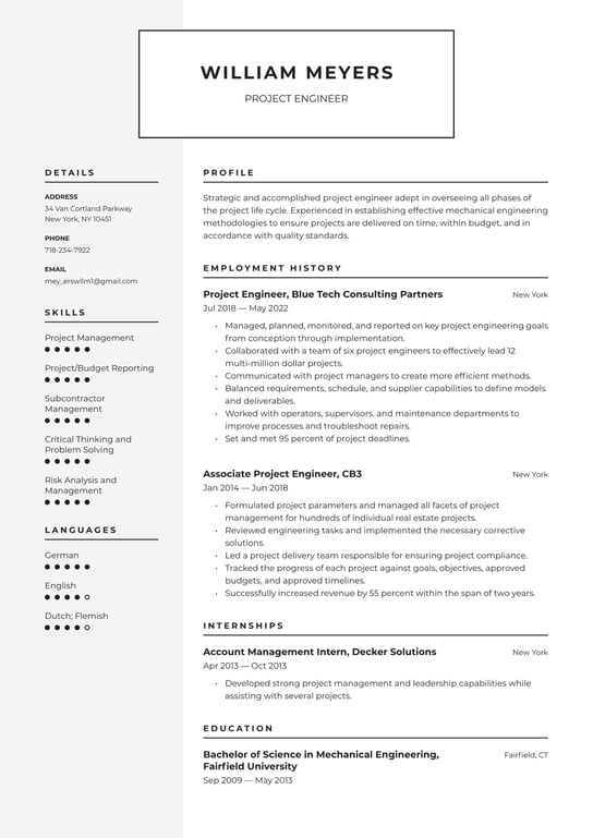 Project Engineer Resume Examples Writing Tips 2022 Free Guide 