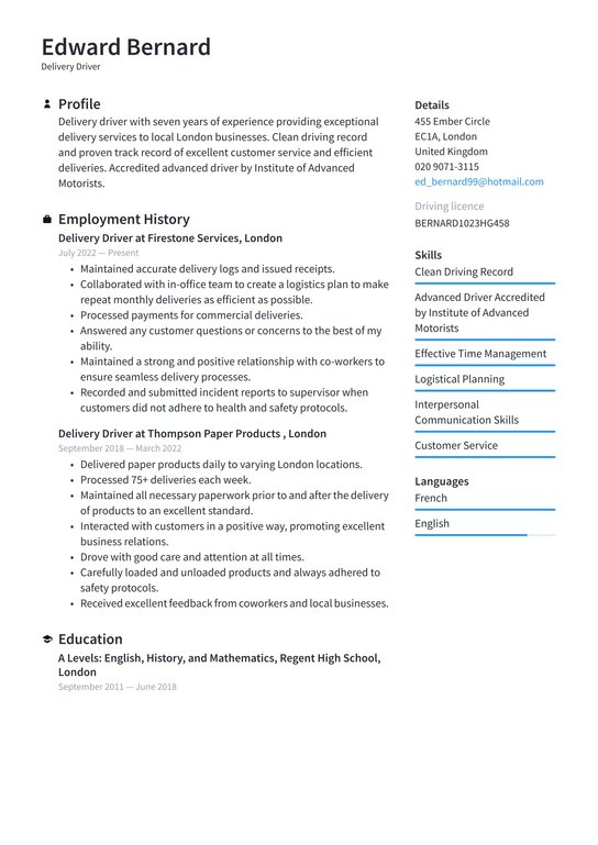 Delivery Driver CV Examples Writing Tips 2024 Free Guide Delivery Driver CV Examples Writing Tips 2024 Free Guide