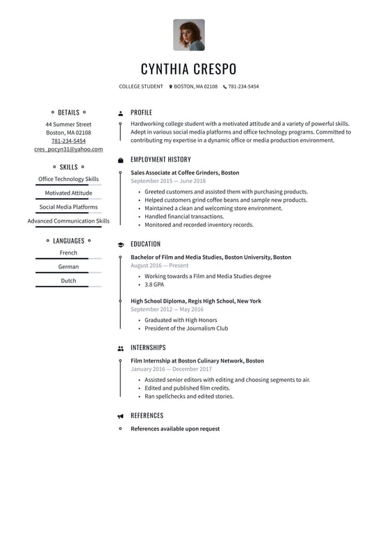 College Student Resume Examples Writing Tips 2023 Free Guide 