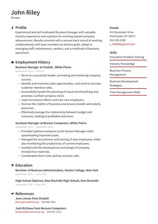 Business Manager Resume Examples Writing Tips 2024 Resume io