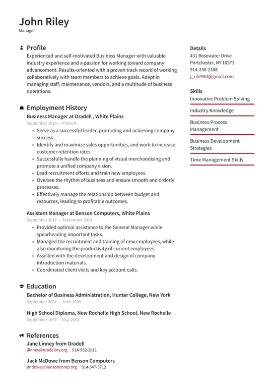 Business Manager Resume Examples Writing Tips 2024 Resume io