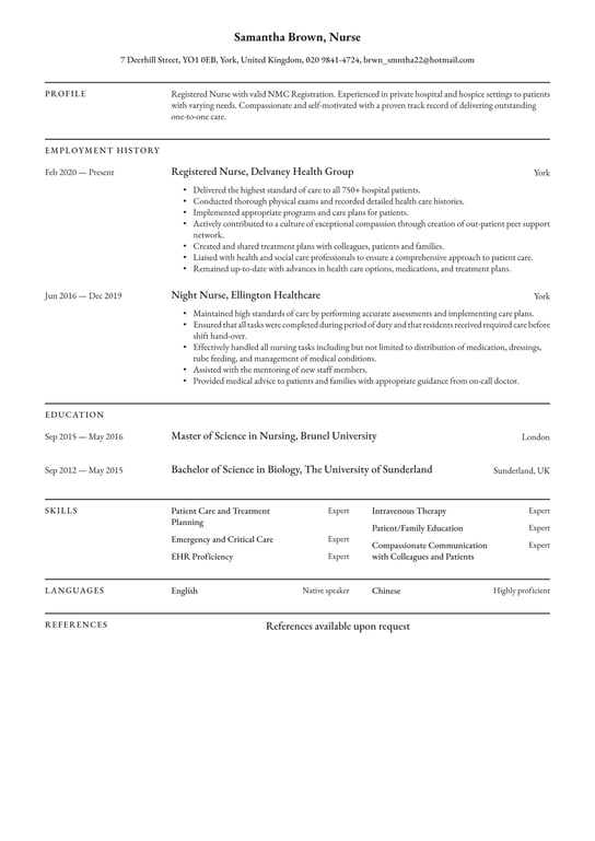 Nurse CV Examples Writing Tips 2024 Free Guide Resume io