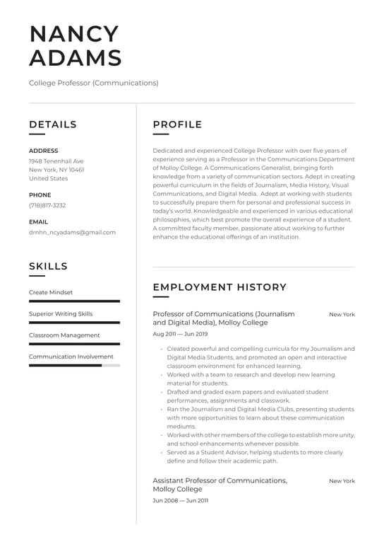 College Professor Resume Example Writing Guide Resume io