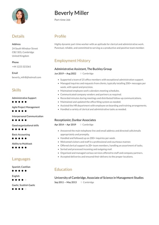 Part time Job CV Examples Writing Tips 2024 Free Guide 