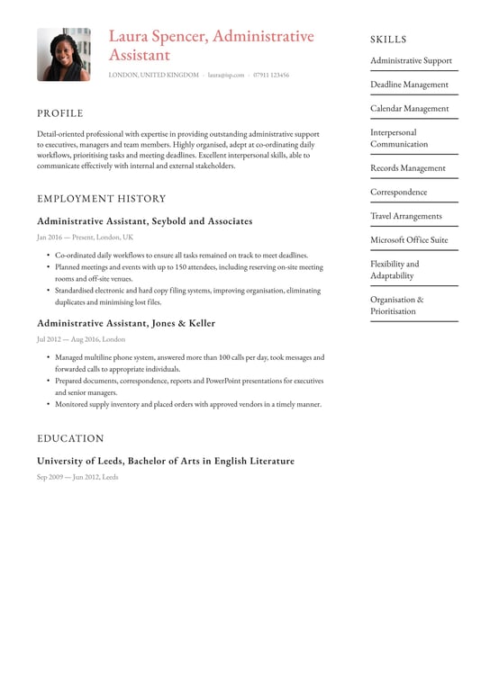 Administrative Assistant CV Examples Writing Tips 2024 Free Guide 