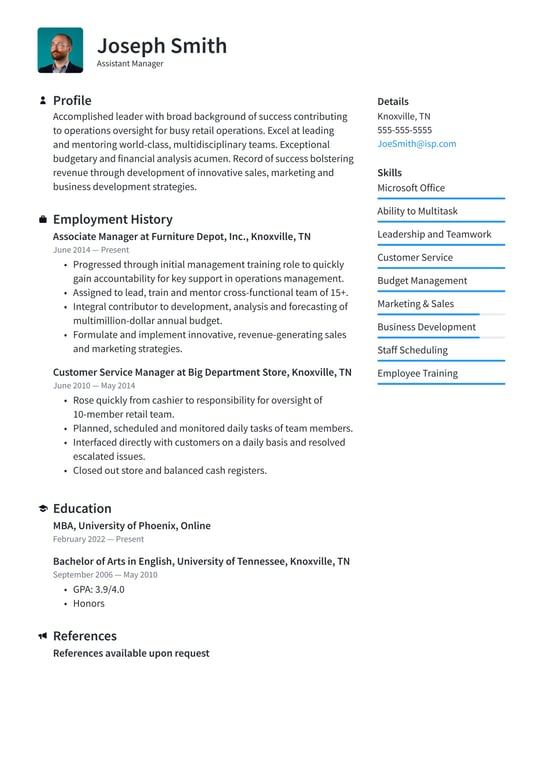 Assistant Manager Resume Examples Writing Tips 2024 Free Guide 