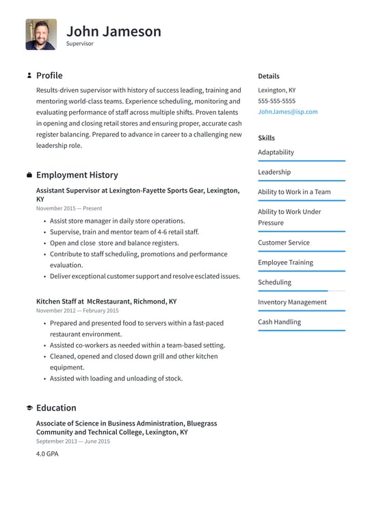 Supervisor Resume Examples Writing Tips 2024 Free Guide 