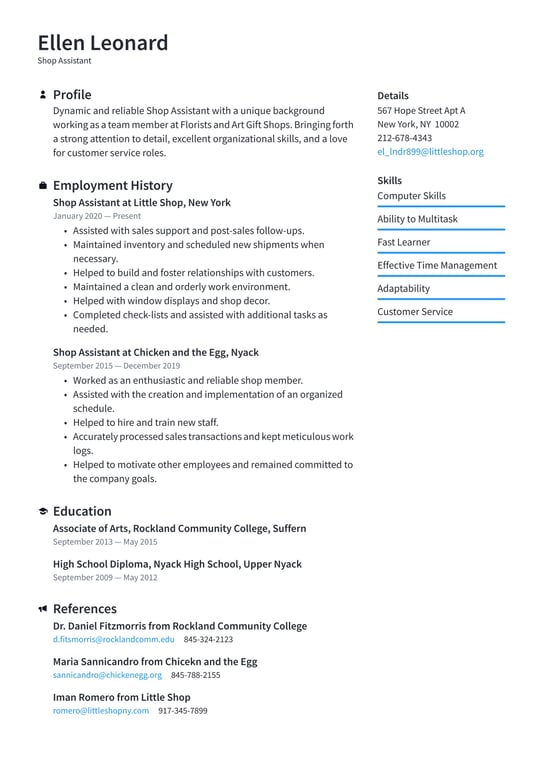 Shop Assistant Resume Examples Writing Tips 2024 Resume io
