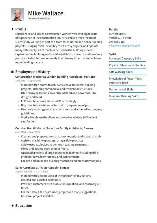 Construction Resume Examples Writing Tips 2024 Resume io
