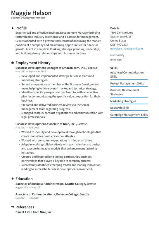 Business Development Manager Resume Examples Writing Tips 2022 Free