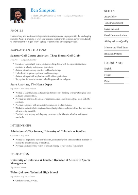 Summer Job Resume Examples Writing Tips 2023 Free Guide 