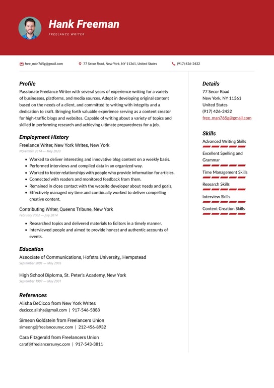 Freelance Writer Resume Examples Templates 2024 Resume io