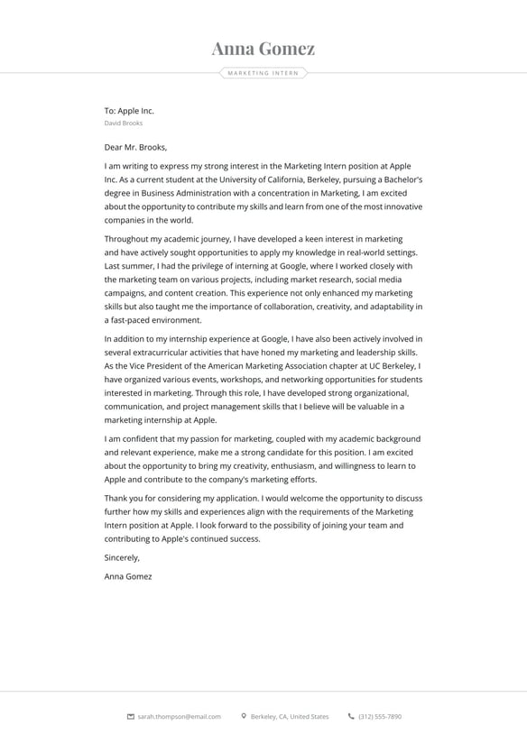 entry level cover letter example