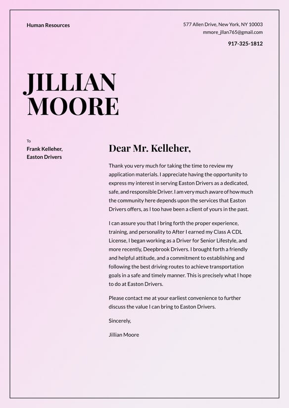 bus driver personal statement