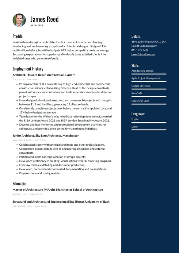 interior design cv examples uk