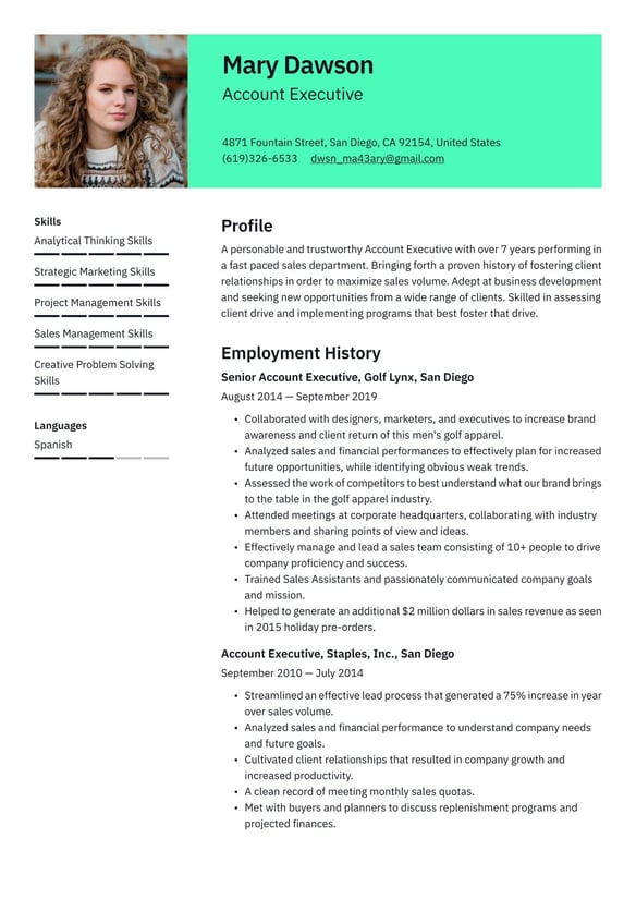 business development cv sample