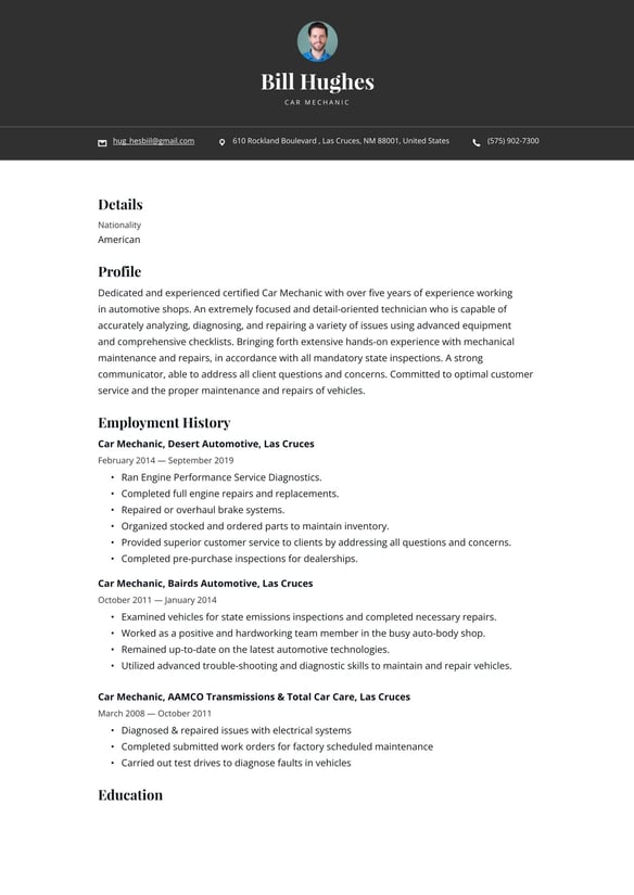 millwright resume sample
