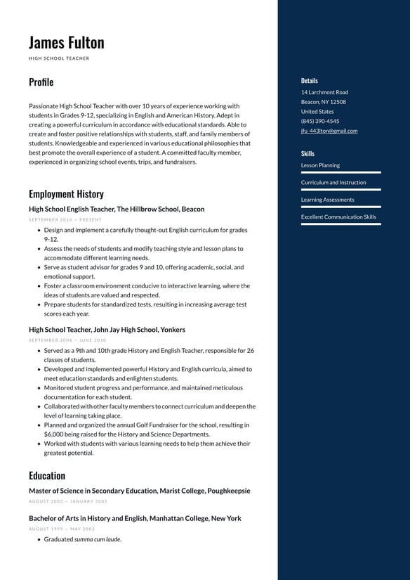 school student cv examples