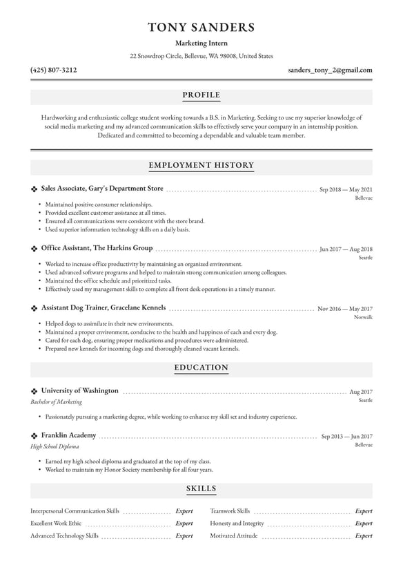 experience work experience resume examples