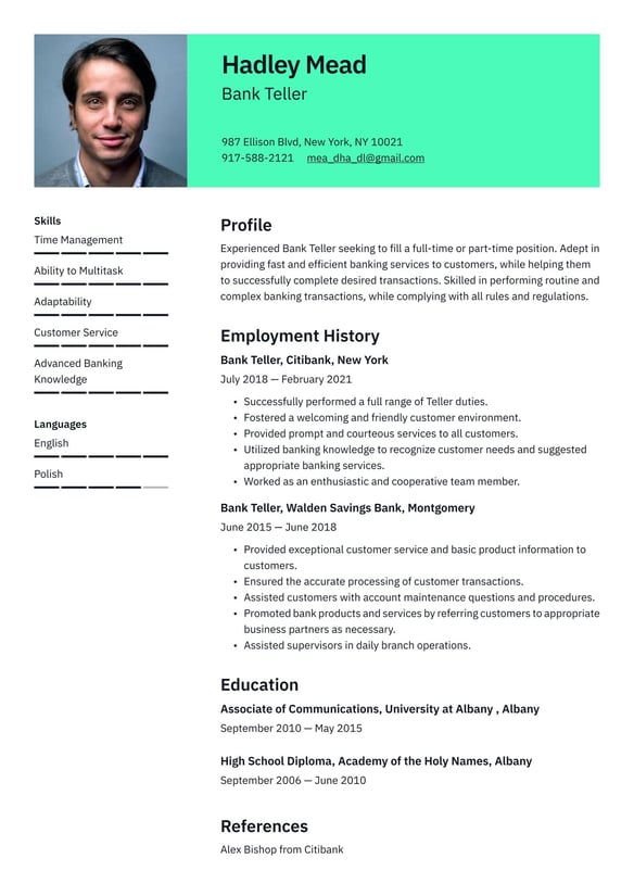 banking cv personal statement