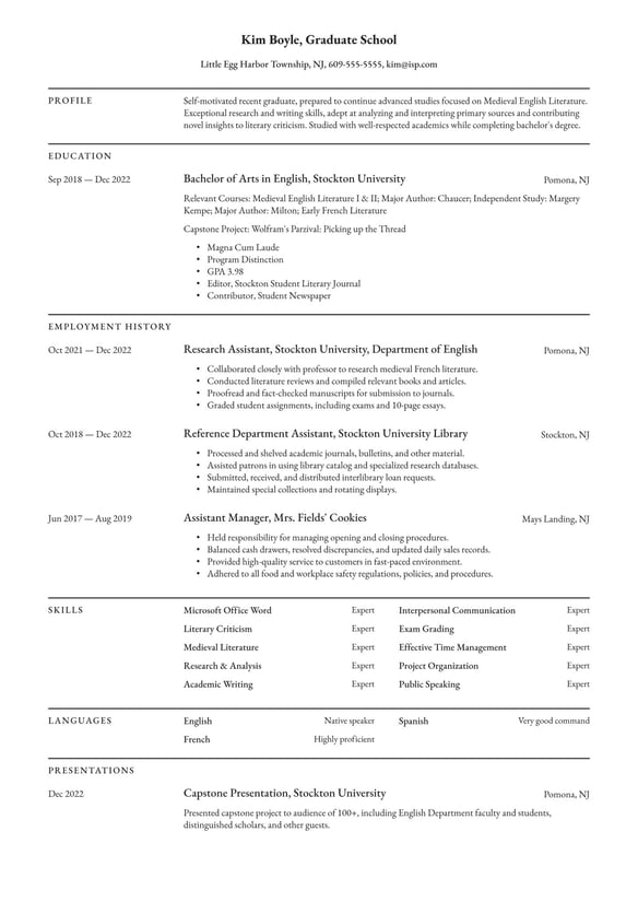 student resume sample format