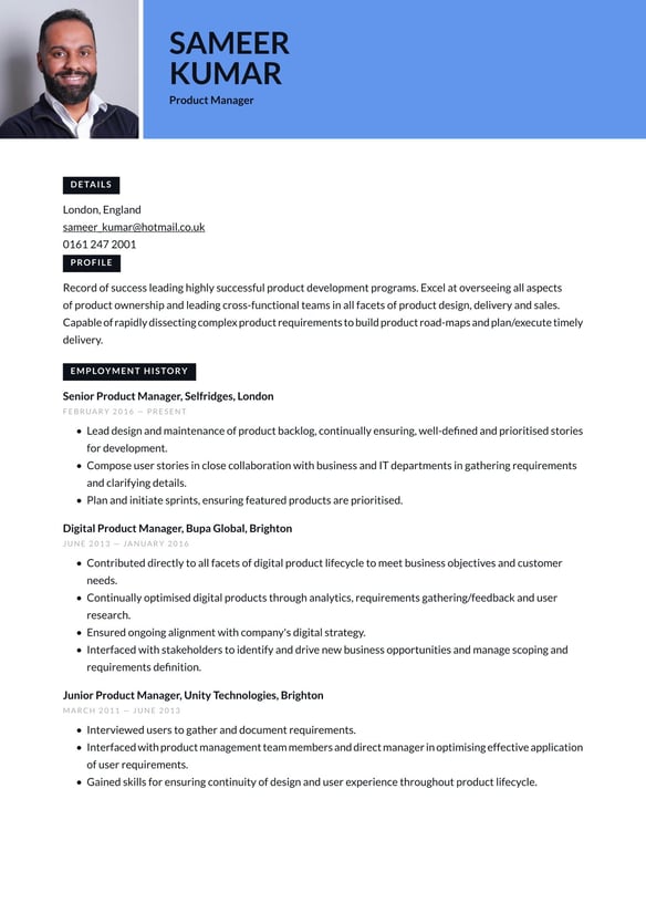 cv business example