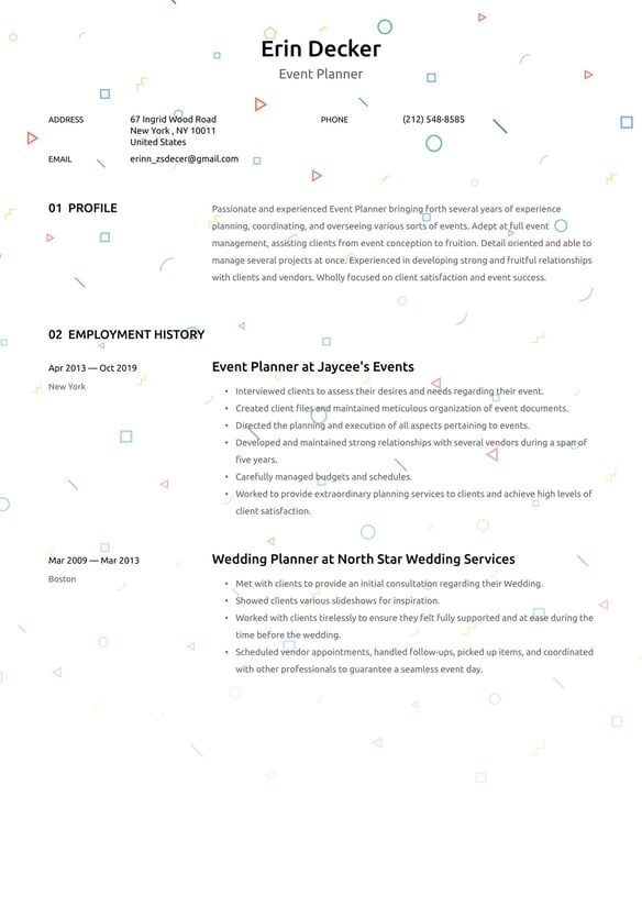 event coordinator cv template