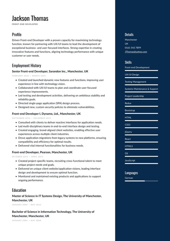 web developer job description uk