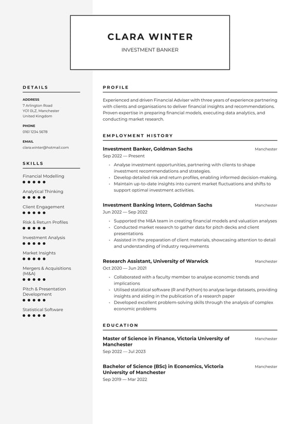 banking cv examples uk