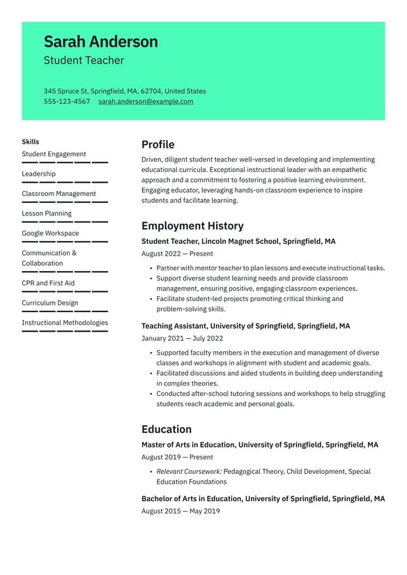 basic resume examples for students