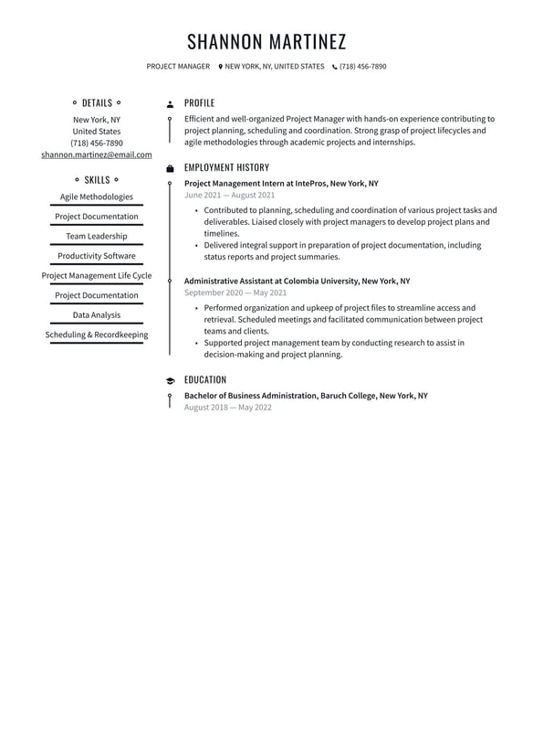 personal projects on resume example