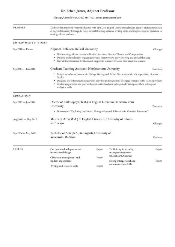 resume thesis example