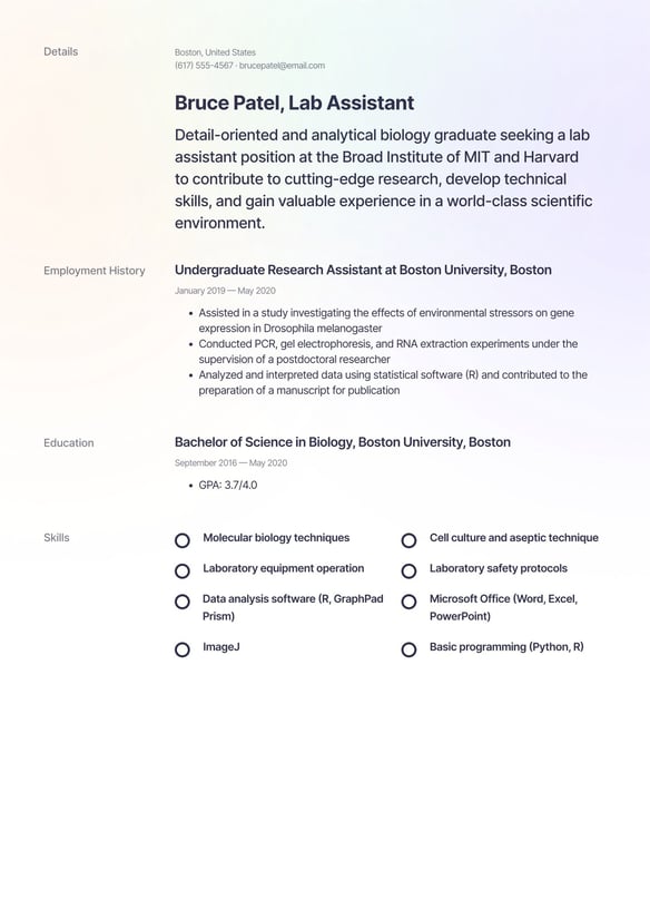 cv for research position