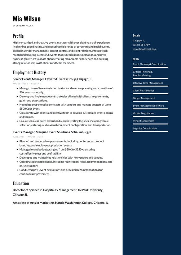event coordinator cv template