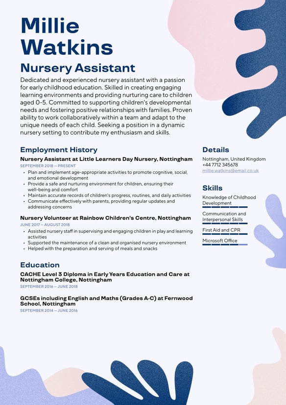 child care profile example