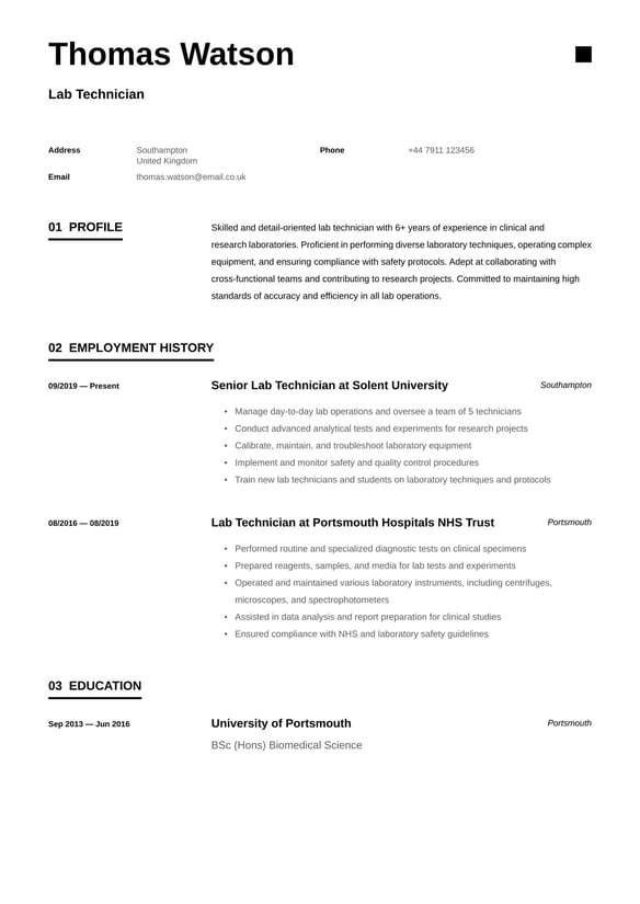 cv examples biomedical scientist