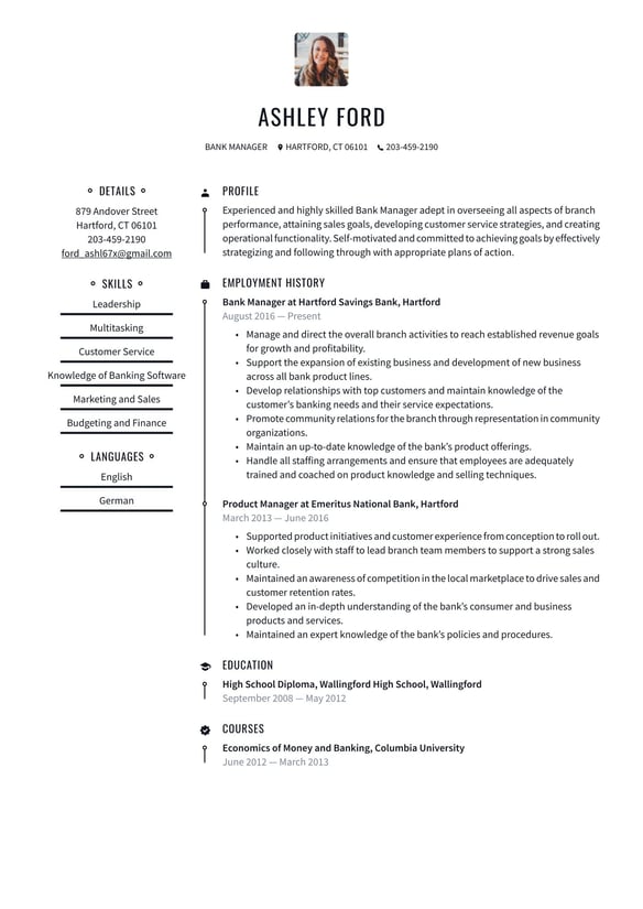 banking cv examples